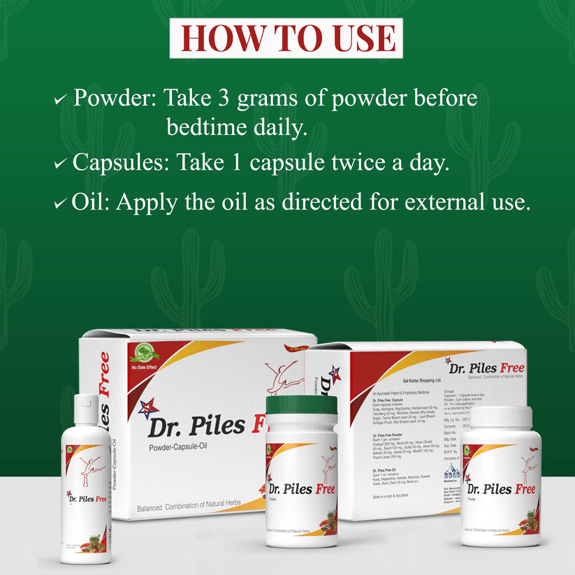 Dr Piles Free | Ayurvedic Piles capsules, Powder & Oil